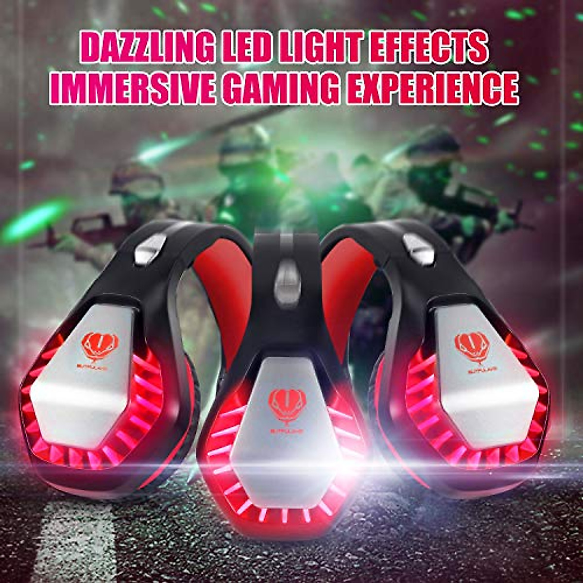 ENVEL Gaming Headset for PS4/PS5/Switch,Surround Sound Stereo Sound,Omnidirectional Microphone Vibration LED Light Compatible with Xbox One X S/PC/Laptop/Mac