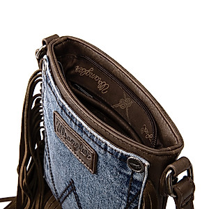 Wrangler Small Crossbody Purse for Women Hobo Western Crossover Leather Fringe Purse