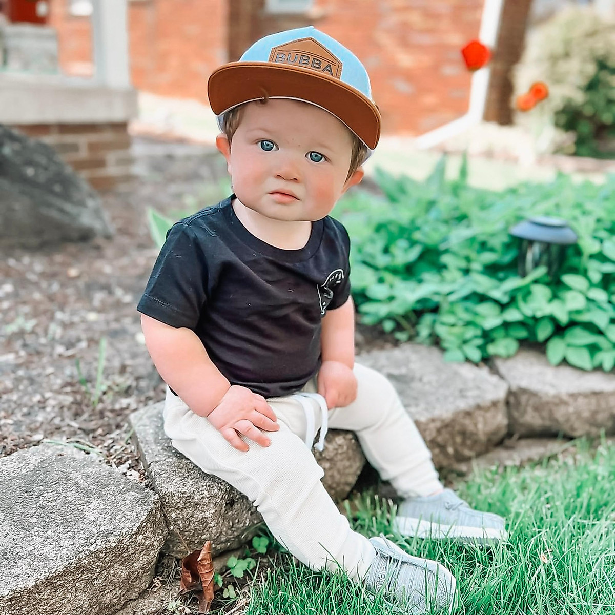 Knuckleheads Little Threads Toddler Boy Outfit/Snap Back/Baseball Hat - Baby Bubba Trucker Cap - Infant Newborn Youth Flat Brim Patch Sun Hat (M 2-5 Years, Bubba Blue)