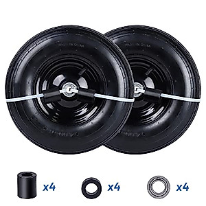 Eazy2hD 13 Inch Wheelbarrow Tire 2 Pack Wheel Replacement Air Filled Fits Tires Size of 4.00"x 6" (3.50/2.50-8") 5/8" Bearings for Wheel Barrel Yard Cart Garden