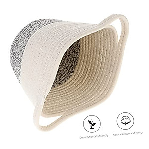 WHAMVOX 1pc Woven Storage Basket Wicker Storage Toy Baskets Woven Baskets Knitting Rope Basket Storage Bins for Toys Rope Storage Baskets Toy Storage Bin Basket White Cotton Rope