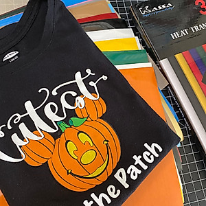 Kassa 30-Piece Heat Transfer Vinyl Sheets | 23 Colors in 12" x 10", Teflon Sheet & Weeding Tool Included | Compatible with All Cutting Machines | Ideal for Pressing on T-Shirts, Clothing & Textiles