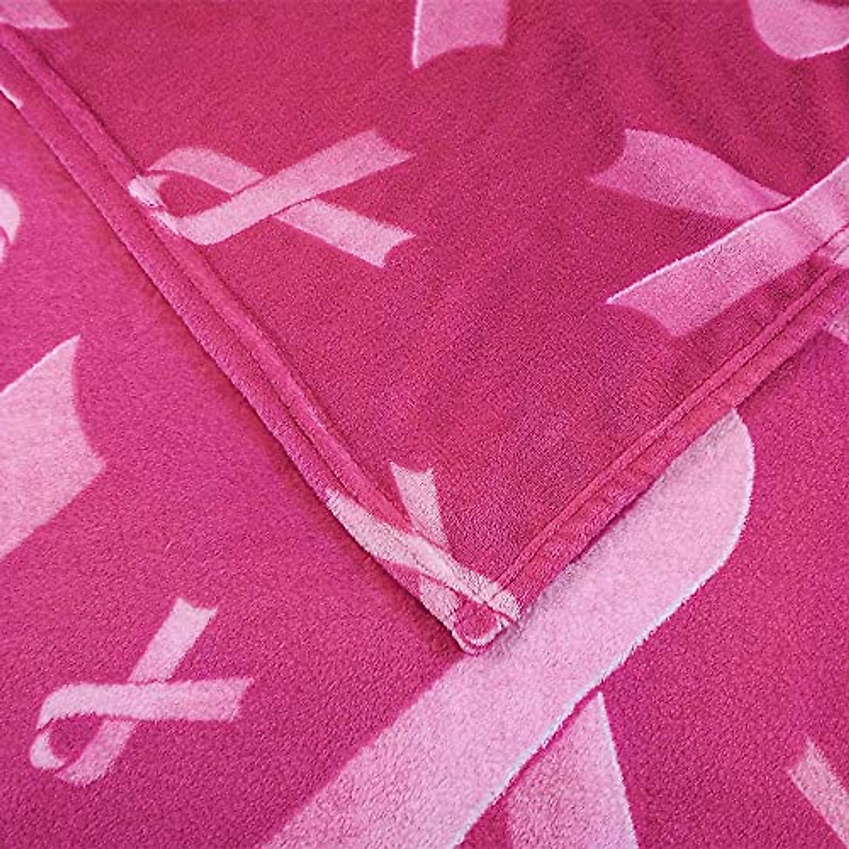Infinity Republic Pink Ribbon (Pink) Breast Cancer Awareness Super Plush Blanket - 50x60 Soft Throw Blanket - Perfect for Cuddle Season!