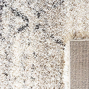 SAFAVIEH Fontana Shag Collection 8' x 10' Grey/Ivory FNT886F Modern Trellis Non-Shedding Living Room Bedroom Dining Room Entryway Plush 2-inch Thick Area Rug