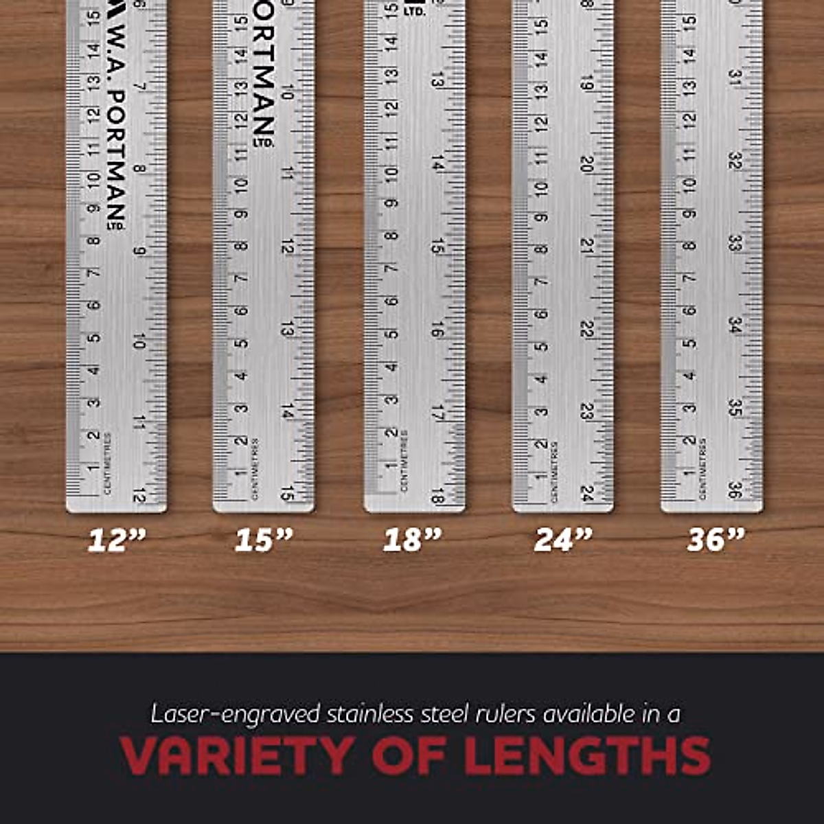 Breman Precision Metal Ruler 18 Inch - Stainless Steel Cork Back Metal Ruler - Premium Steel Straight Edge 18 inch Metal Ruler - Flexible Stainless Steel Ruler - Imperial and Metric Ruler