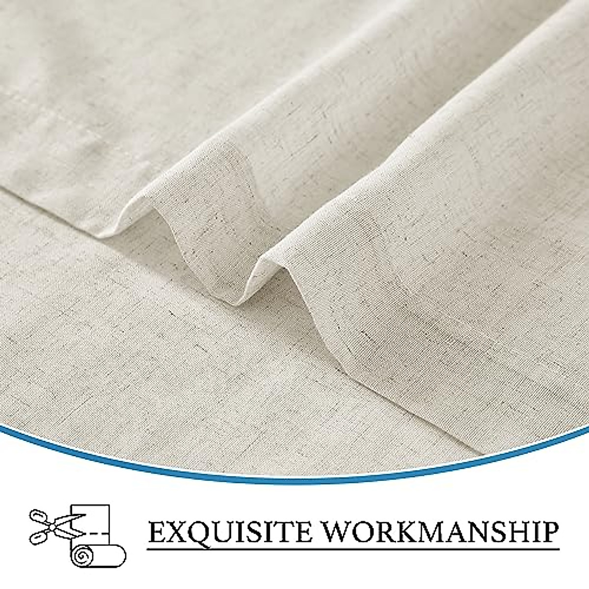 RYB HOME Natural Linen Blended French Door Curtain Privacy Light Filgtering Tricia Window Door Curtain for Patio Sidelight Glass Blind Tie Up Shade for Kitchen, W 26 x L 69 in, 1 Pc