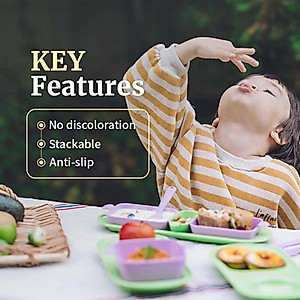 NESTIQUE Silicone Plates for Baby & Toddlers, Divided Plates Design | Microwave & Dishwasher Safe, BPA Free Toddler Plates, Baby Food Tray | Baby Kids Plates, Vanilla Mint