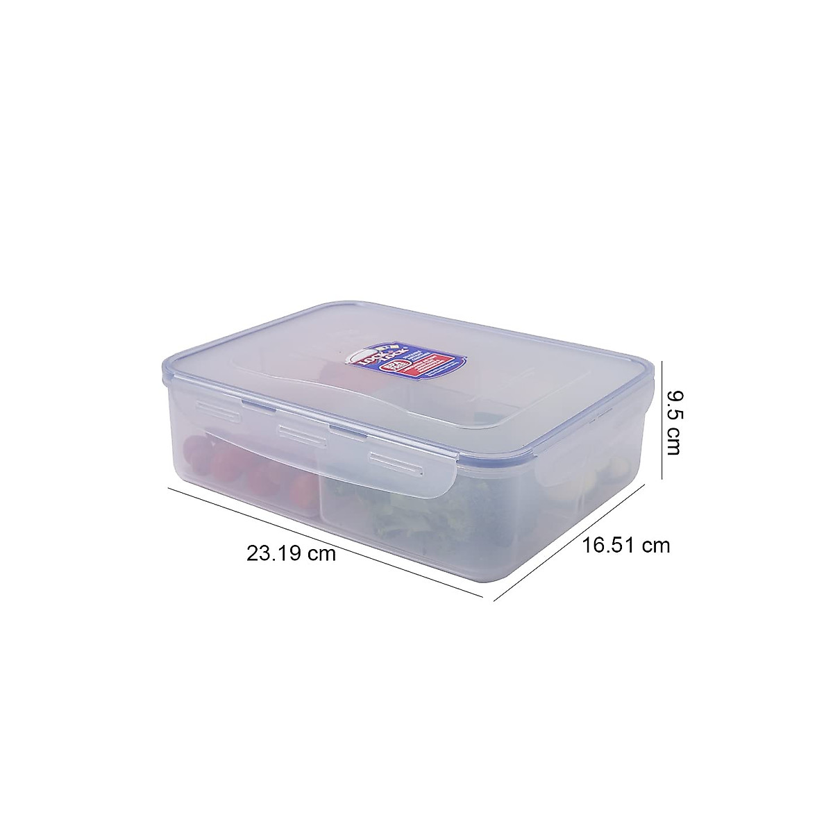 LOCK & LOCK Rectangular Food Container with Divider, Short, 16.2-Cup, 131-Fluid Ounces