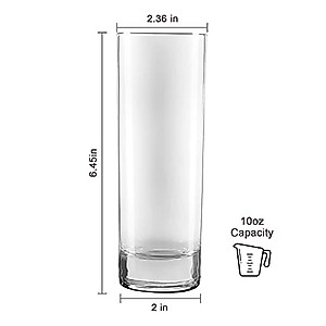Glass Cups 10 oz,QAPPDA Clear Highballl Glass Cocktail Glass Drinking Glasses For Kitchen,Heavy Base Water Cup For Juice,Cocktails,Beverages,Drinking Cups Beer Cups Set Of 12 KTY1002