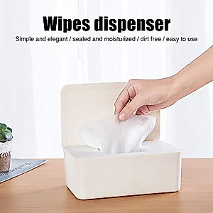 Lingtoolator Dispenser, Wet Wipes Storage Box Dustproof Tissue Box Case with Lid for Keeps Diaper Wipes Fresh, Easy Open Close Wipe Container(White)