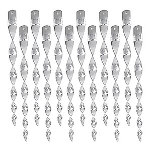 Reflective Bird Scare Devices Wind Twisting Bird Scare Rods Hanging Spiral Reflectors, 12 Pack Silvery