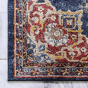 Unique Loom Utopia Collection Traditional Classic Vintage Inspired Area Rug with Warm Hues, 8 ft x 10 ft, Navy Blue/Burgundy