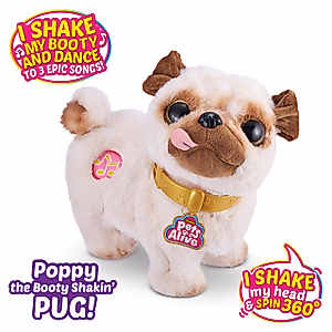 Pets Alive Poppy The Booty Shakin’ Pug – Interactive Dancing Plush Puppy by ZURU Robotic Realistic Soft Dog Stuffed Animal Toy for Kids, Girls