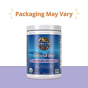 Garden of Life Organic Unflavored Fiber Powder Detox Blend with Chia, Alfalfa & Barley for Herbal Cleanse, Gut Health Support - Detoxifiber - Non-GMO, Gluten-Free, Psyllium Free, Vegan, 30 Servings