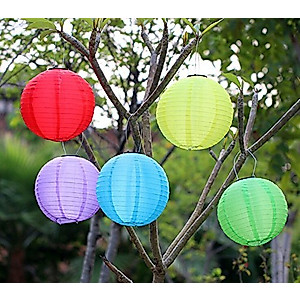 AYELET 2PCS/lot 12inch 12" Multicolor Solar Powered 1W 5050SMD LED Light Bulbs Waterproof Chinese Nylon Fabric Lantern for Wedding Party Home Garden Decoration (Purple)