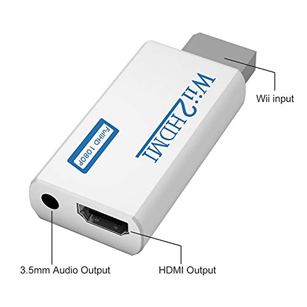 Rybozen Wii to HDMI Converter, Wii HDMI Adapter 1080P, Output Video Audio HDMI Converter with 3.5mm Audio Jack&HDMI Output Supports All Wii Display Modes 720P NTSC Compatible with Wii, Wii U, HDTV