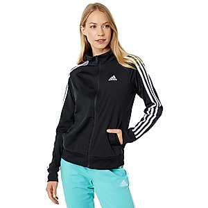 adidas Women's Essentials Warm-Up Slim 3-Stripes Track Top, Black, Small