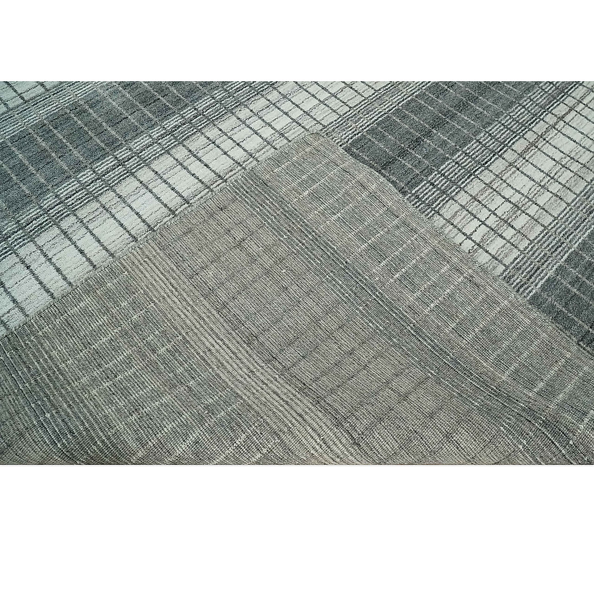 Modern Hand Made Stripes Scandinavian Blended Wool Flatwoven Area Rug, Ivory, Gray and Brown, 8x10 | KE23810