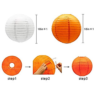 KAXIXI Halloween Party Decorations Supplies for Adult Kids Birthday Wedding Indoor Outdoor with Pumpkin Foil Swirls Hanging Paper Fand Paper Lanterns Circle Dot Garlands, 16Pcs
