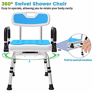 Shower Chair with Arms and Back 400 LB, Folding Shower Chair 5-Level Adjustable, Non-Slip Feet Shower Seat, for Elderly,Handicap,Disabled, Seniors & Pregnant