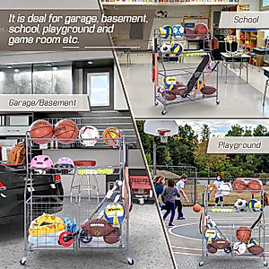 WEYIMILA Sports Equipment Organizer for Garage, Garage Sports Organizer, Toy Storage, Nerf Gun Storage, Garage Storage Rack for Outdoor, Indoor, Steel, Gray