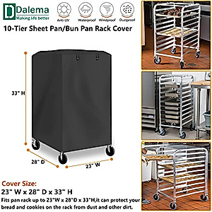 Dalema Pan/Bun Pan Rack Cover,Heavy Duty Waterproof Dustproof Bread Rack Covers,Bakery Rack Cover for 10-Tier Sheet Pan/Bun Pan Rack.(Black,23" W x 28" D x 33" H.)