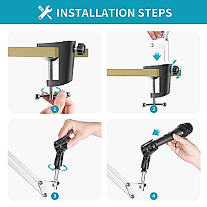 NEEWER Adjustable Microphone Suspension Boom Scissor Arm Stand, Max Load 1 KG Mic Stand for Radio Broadcasting, Voice-Over, Stage and TV Stations, Compatible with Blue Yeti Snowball Yeti X,etc (White)