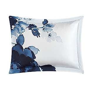 Chic Home Brookfield Garden 5 Piece Comforter Set Large Scale Floral Pattern Print Bedding-Decorative Pillows Shams Included, Queen, Blue