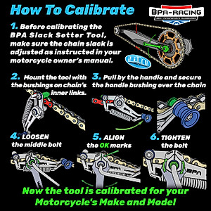 BPA-RACING Motorcycle Chain Slack Adjuster Tool - Innovative Chain Tensioning Tool for Easy, Quick & Precise Chain Slack Adjustment- Slack Setter Tool (Red)