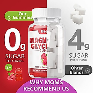 Magnesium Glycinate Gummies 1000mg with Magnesium L-Threonate ，Chelated Magnesium Potassium Complex Supplement with VitD, B6, CoQ10, Calcium,Supports for Memory, Calm, Mood - 90 Raspberry Gummies..