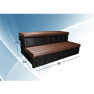 Confer Plastics Two Tier 36" Wide Deluxe Hot Tub Step. Non-Skid Spa Steps, Easy Installation, Sturdy, Long Lasting Upgrade to Your Space. Proudly Made in USA. - Espresso