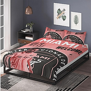 BBOSCH Miami Bedding Set Soccer Duvet Cover Set Pink Bed Football Comforter Soft Microfiber Soccer Bedding Sets 3 Pieces Fruit Comforter Cover and 2 Pillowcase for Bedroom (Twin, Pink 1)