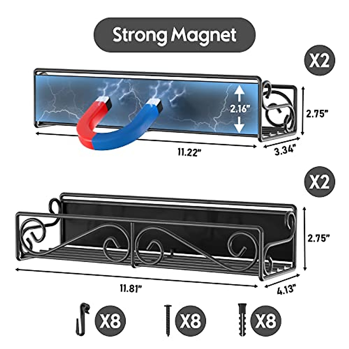 Ceayell Magnetic Spice Rack Shelf Storage Organizer for Refrigerator, Microwave Oven, Magnetical Fridge Shelf from