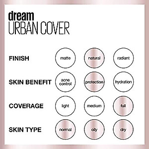 Maybelline Dream Urban Cover Flawless Coverage Foundation Makeup, SPF 50, Ivory