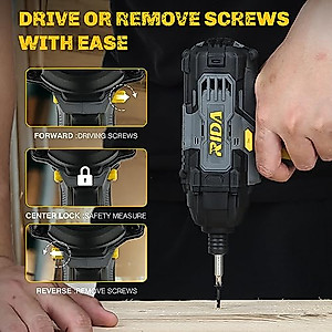 RIDA Cordless Impact Driver Kit,180N.m. 20V Impact Drill Driver Set 1/4" All-Metal Hex Chuck, 0-2800RPM Variable Speed, 2.0Ah Battery & Fast Charger, 25 Pcs S2 Bits &Tool Bag New Year Gift