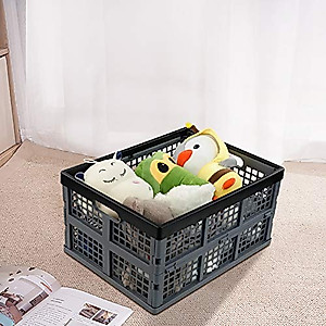 Leendines 32 Liter Foldable Storage Basket, Plastic Collapsible Crate, 3 Packs