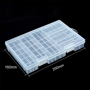 YXQ AA AAA Battery Storage Box Organizer Holder Clear Plastic Case Container Portable-Holds 60xAA + 40AAA Batteries