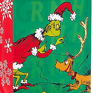 Hallmark Dr. Seuss Grinch Gift Bag Set for Kids (2 Bags: 1 Large 13", 1 Extra Large 15") The Grinch with Max and Sleigh (Red, Green, White, Blue), Assorted