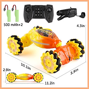 PREBOX Gesture Sensing RC Stunt Car for Boys - Birthday Gifts for Kids Age 6 7 8 9 10 11 12 Year Old, 2.4Ghz Remote Hand Control Car Toys 360°Rotation 4WD