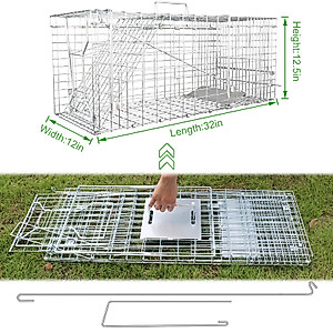Live Animal Trap for Possum, Groundhog,Gopher,Beaver,Folding Raccoon Trap,Humane Live Animal Cage, Humane Small Animal Trap 32 X 12 X 12.5Inch Animal Trap,Catch & Release,Easy Installation and Use
