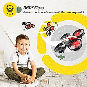 Holy Stone Mini Drone for Kids and Beginners RC Nano Quadcopter Indoor Small Helicopter Plane with Auto Hovering, 3D Flips, Headless Mode and 3 Batteries, Great Gift Toy for Boys and Girls, Red
