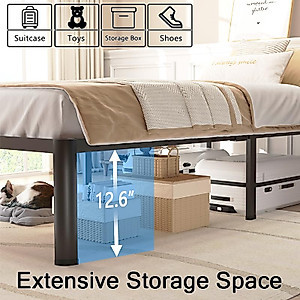 FUIOBYVV Twin Bed Frames with Round Corner Edge Legs, 14 Inch High 3500 lbs Heavy Duty Metal Platform Bed Frame Twin Size, No Box Spring Needed/Non-Slip/Steel Slat Support/Noise Free