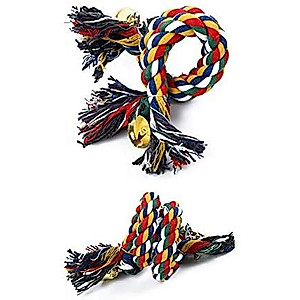 Bird Rope for Parrots,2 PCS Bird Perch Stand,Bungee Bird Toys Bird Cage Accessories for Bird Swinging, Climbing,Standing(3PCS)