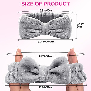 SLNZAPTY 8 Pcs Face Wash Headband, Spa Makeup Headband, Fluffy Bow Facial Headband, Soft Microfiber Skin Care Head Wrap, Shower Bathing Yoga Hair Band for Women - Multicolor