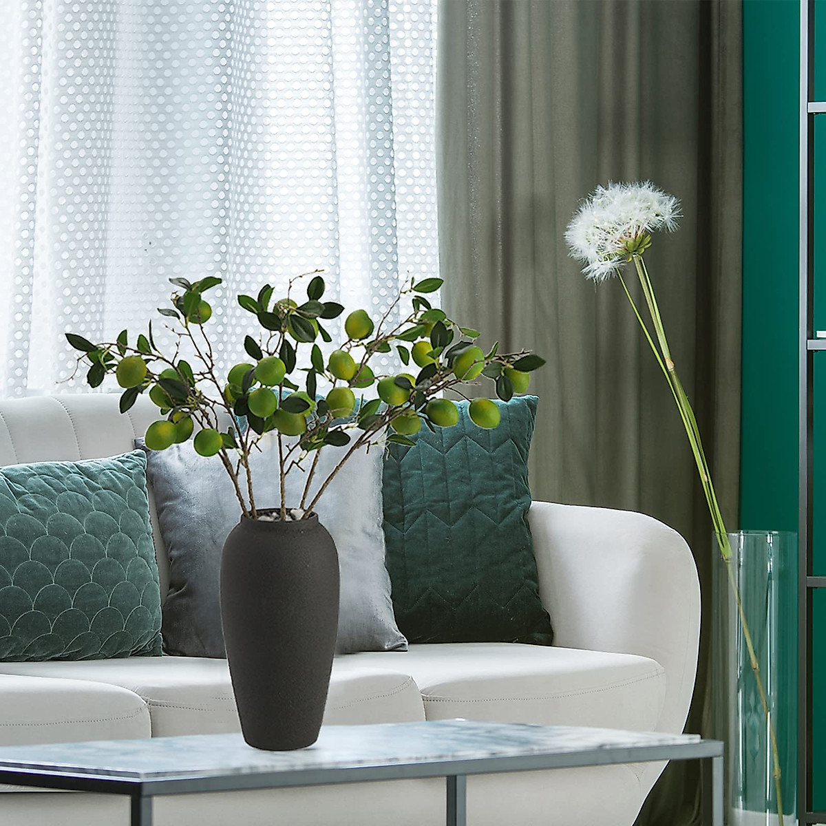 HYLYING 3 Pcs Artificial Pomegranate Branches 33.5 Inch Simulation Pomegranate Bouquet Greenery Plants Pomegranate Berries for Home Garden Wedding Party Decoration