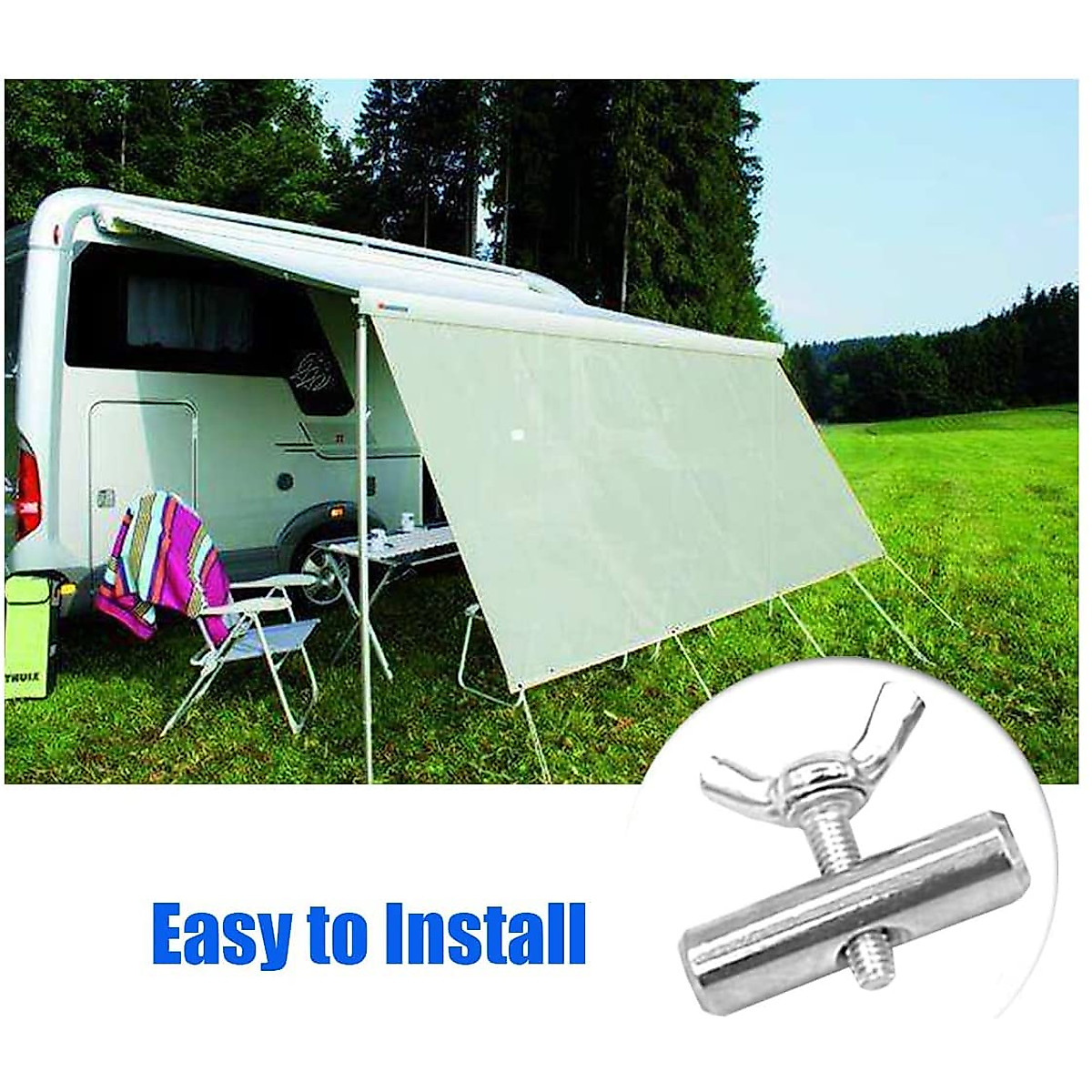 JUTTAUTO Awning Rail Stoppers, 8mm, 304 Stainless Steel - Prevents Awning Movement, Easy Install, Multipurpose for Campervan, Motorhome, Boat