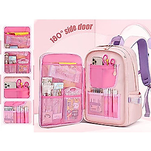 Bunny Backpack Kawaii Rabbit Backpack for Girls Cute Large Capacity Waterproof Bookbag for Grades 1-6 (Pink, Large（12.5*6.7*17.7inch）)