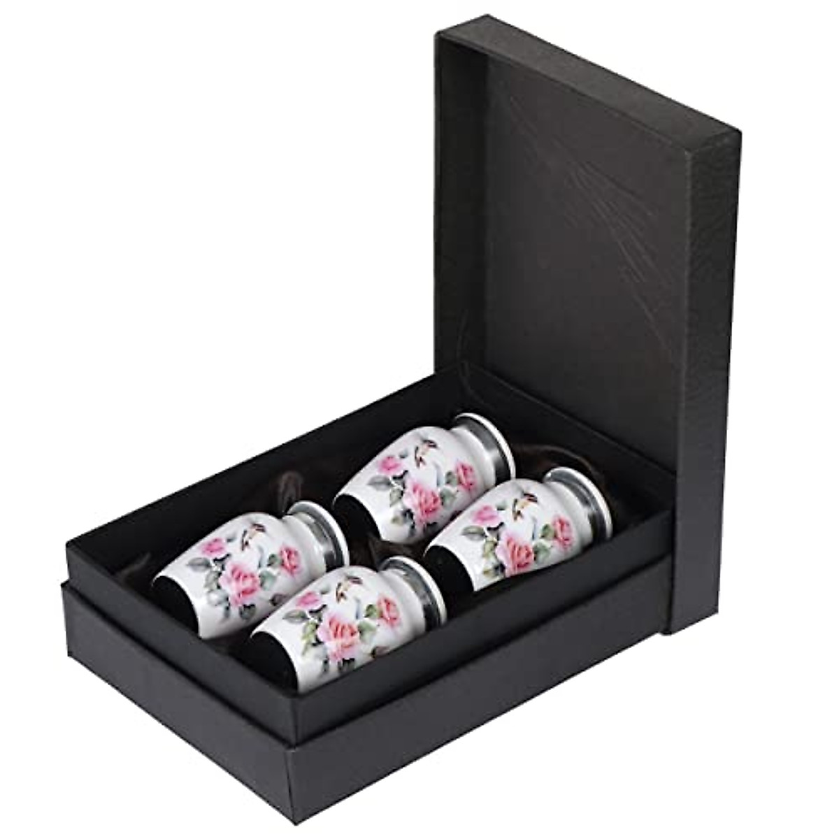 BOLD & DIVINE Small White Keepsake Urns |for Human or Pet Ashes | Mini Urns Set of 4 Hummingbird