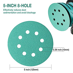 Aiyard 5-Inch 8-Hole Wet Dry Sanding Discs 2000 Grit, Polyester Film Backed Heavy-Duty Hook and Loop Sandpaper for Random Orbital Sander, 50-Pack
