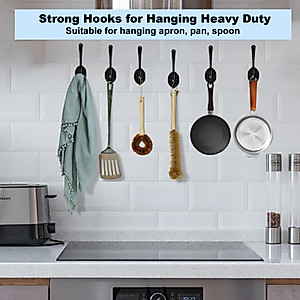 Kruodop 4Pcs Coat Hooks Wall Hooks for Hanging Heavy Duty, Wall Mounted Black Towel Hooks, Metal Single Coat Hanger with Screws Cup Retro for Coats, Handbags, Towels